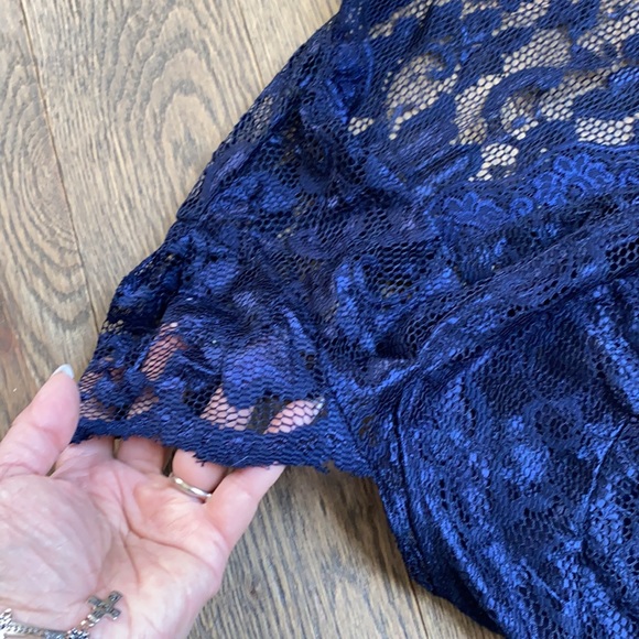 MoDa New York | Dresses | Stretchy Beautiful Dress Navy Blue Lace Body ...